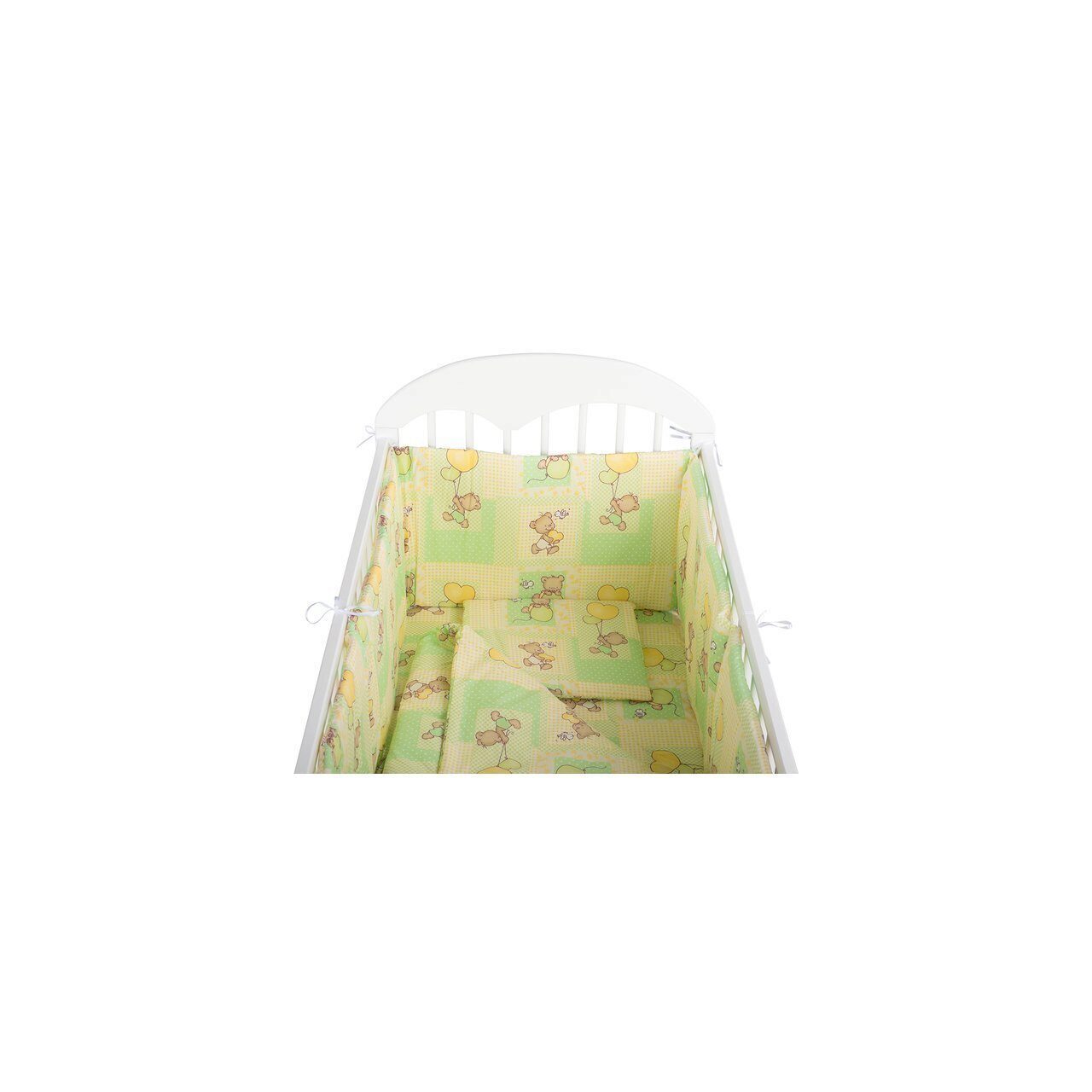 BabyNeeds - Lenjerie patut 5 piese, Cu doua protectii laterale, Pernuta ...