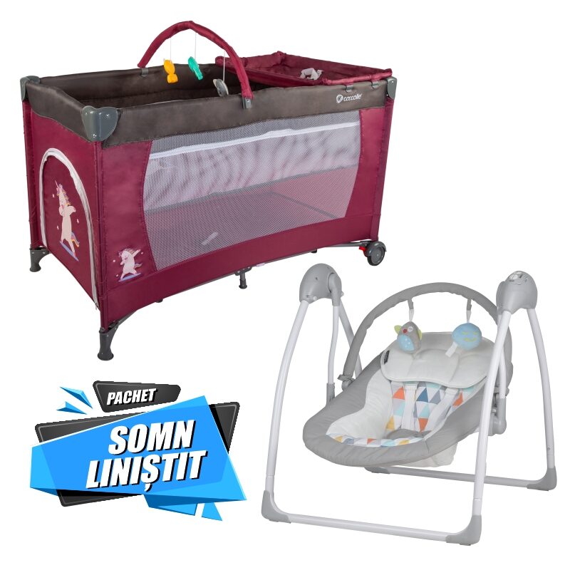 Pachet somn linistit Coccolle Siesta Roz + Velio Greystone - Smart Baby