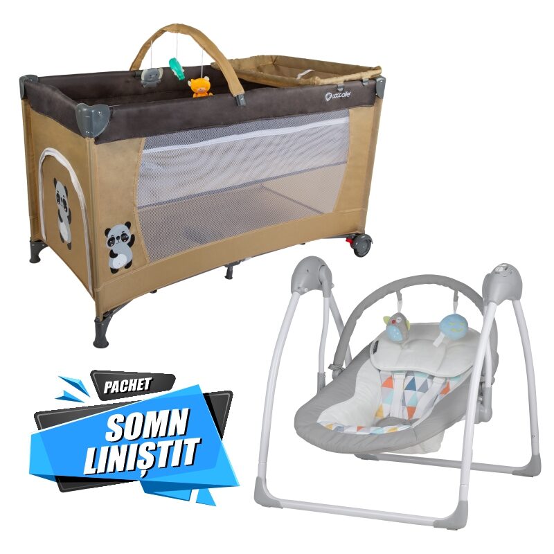 Pachet somn linistit Coccolle Siesta Bej + Velio Greystone - Smart Baby